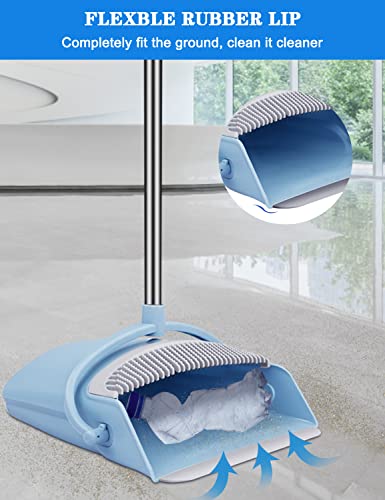Broom and Dustpan Set for Home with Long Handle Upright 50'' Broom with Dustpan Combo Set Broom and Dustpan Set Heavy Duty Indoor Outdoor Broom for Kitchen Office Lobby Use