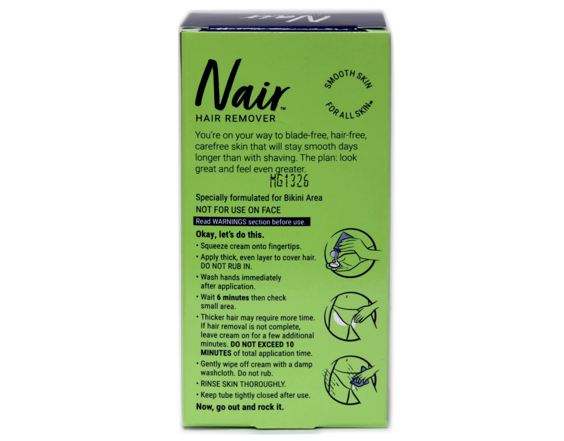 Nair Hair Remover, Sensitive Formula, Bikini Cream With Green Tea, 1.7 fl oz by Nair