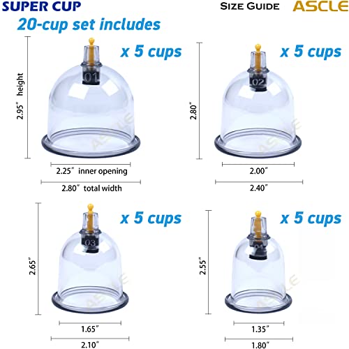 ASCLE Super Cupping Set, Shockproof Heatproof Extra Thick Cups, Water Repellent Shockproof Professional Carrying Case, 20 Cups