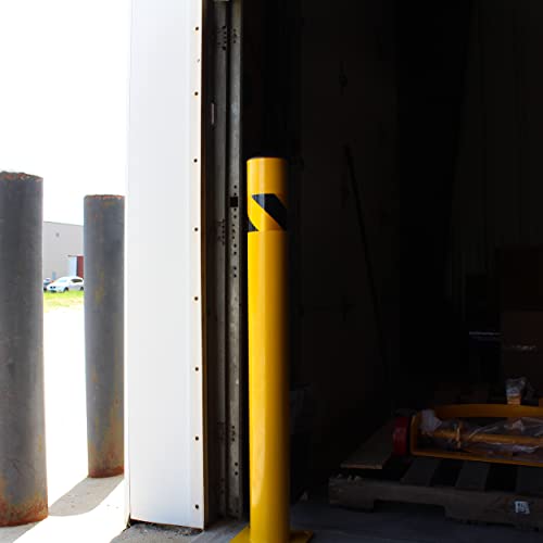 BISupply Safety Bollard Post Parking Barrier 1 Pack - 42in Yellow Pipe Bolt Down Bollard for Garage Lot