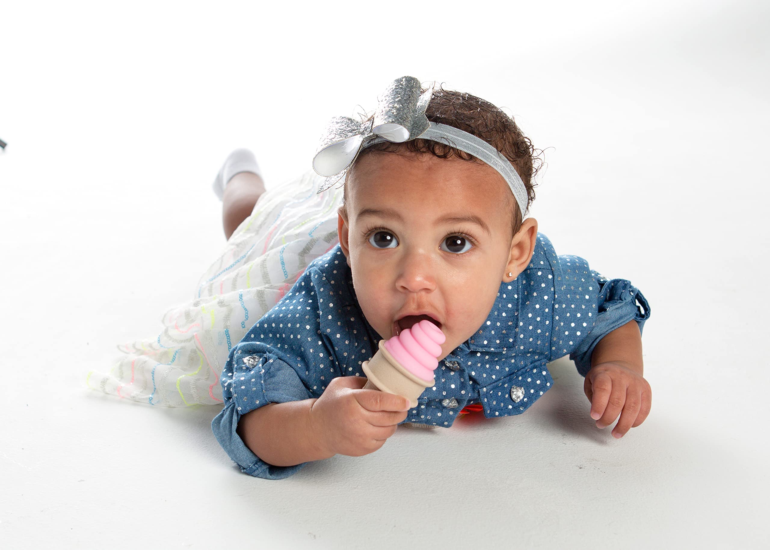 SweeTooth Ice Cream Cone Shaped Baby Teether - Pretty Pink