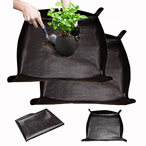 BIUWING 2PCS 39.4" x 39.4" Large Plant Repotting Mat Waterproof Transplanting Mat Indoor Plant Potting Mat Portable Gardening Mat Foldable Garden mat