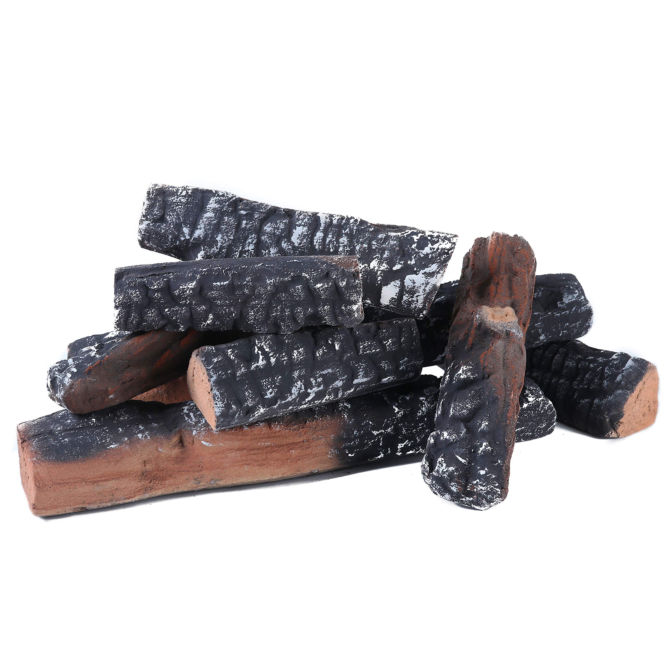 Gas Fireplace Logs Set of Ceramic Wood Logs. Use in Indoor, Gas Inserts, Vented, Electric, or Outdoor Fireplaces & Fire Pits. Realistic Clean Burning Accessories 8PCS