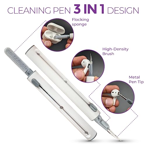 CRAFTUS Airpod Cleaner Kit, Earbuds Cleaning Kit for Airpods Pro 1 2 3, Airpods Cleaning Kit with 2 Soft Spiral Brush, 1 Sim Pin and 1 Putty for Bluetooth Earphones Case, iPhone Charging Jack