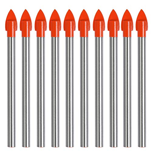QLOUNI 10Pcs Multi-Material Drill Bits Set, Cemented Carbide Masonry Drill Bits for Glass, Plastic, Tile, Concrete, Brick, Wall, Wood and Brick Wall (6mm)