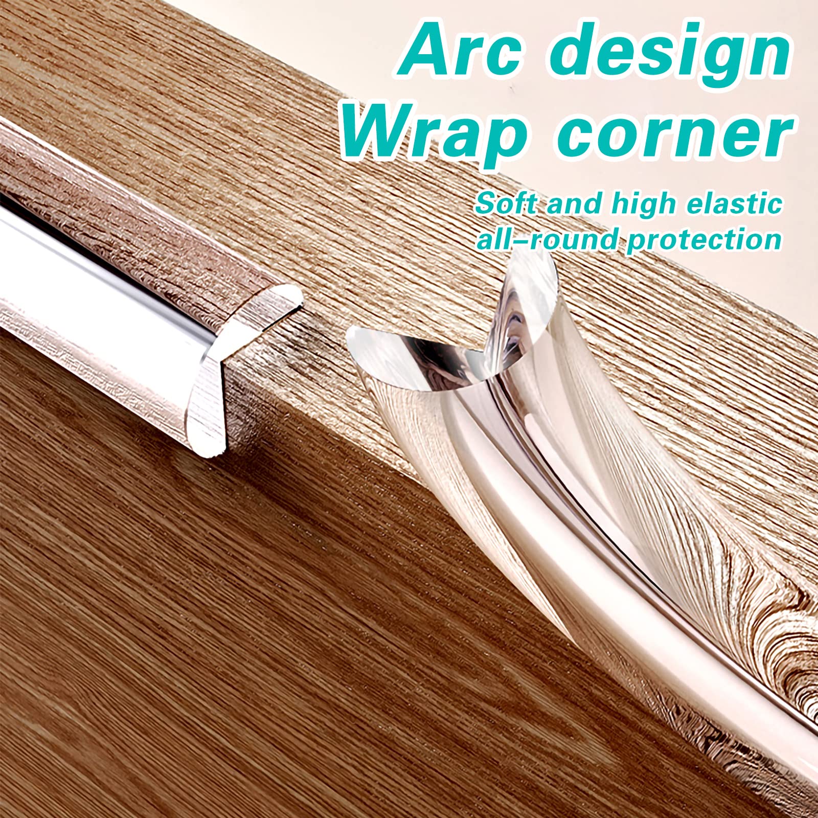 Baby Proofing,6.6ft(2m) Clear Edge Protector Strip for Kids,4 Thickened Silicone Soft Corner Protectors with Upgraded Pre-Taped Strong Adhesive for Cabinets, Tables, Drawers