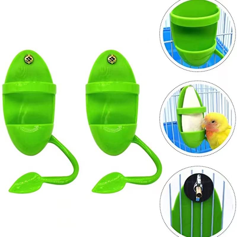 Bird Feeding Cup Rack Bird Food Holder Cuttlebone Holder Bird Cage Bowl Stand Food Fruit Holder for Cockatiel Parrot Macaw Birds Small Animal 2 Pack