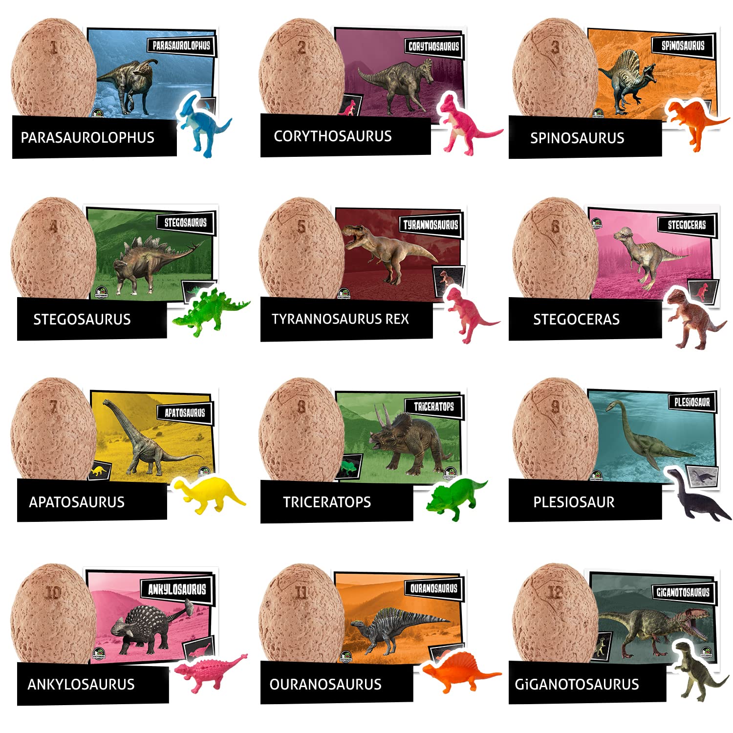 Dino Eggs Dig Kit, Dinosaur Eggs for Kids 3-5, Perfect for Dinosaur Birthday Party Supplies and Dinosaur Party Games - 12 Dino Eggs Excavation Set for Kids by JitteryGit
