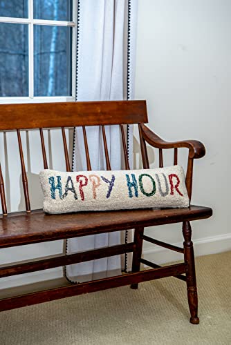 Chandler 4 Corners Artist-Designed Happy Hour Hand-Hooked Wool Decorative Throw Pillow (8β x 24β) Pub & Bar Pillow for Couches & Beds- Easy Care & Low Maintenance Pillow for Restaurants or Homes