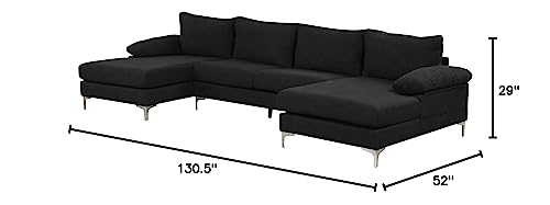 Casa Andrea Milano Luxury Modern Large Boucle U-Shape Sectional Sofa, Double Extra Wide Chaise Lounge Couch