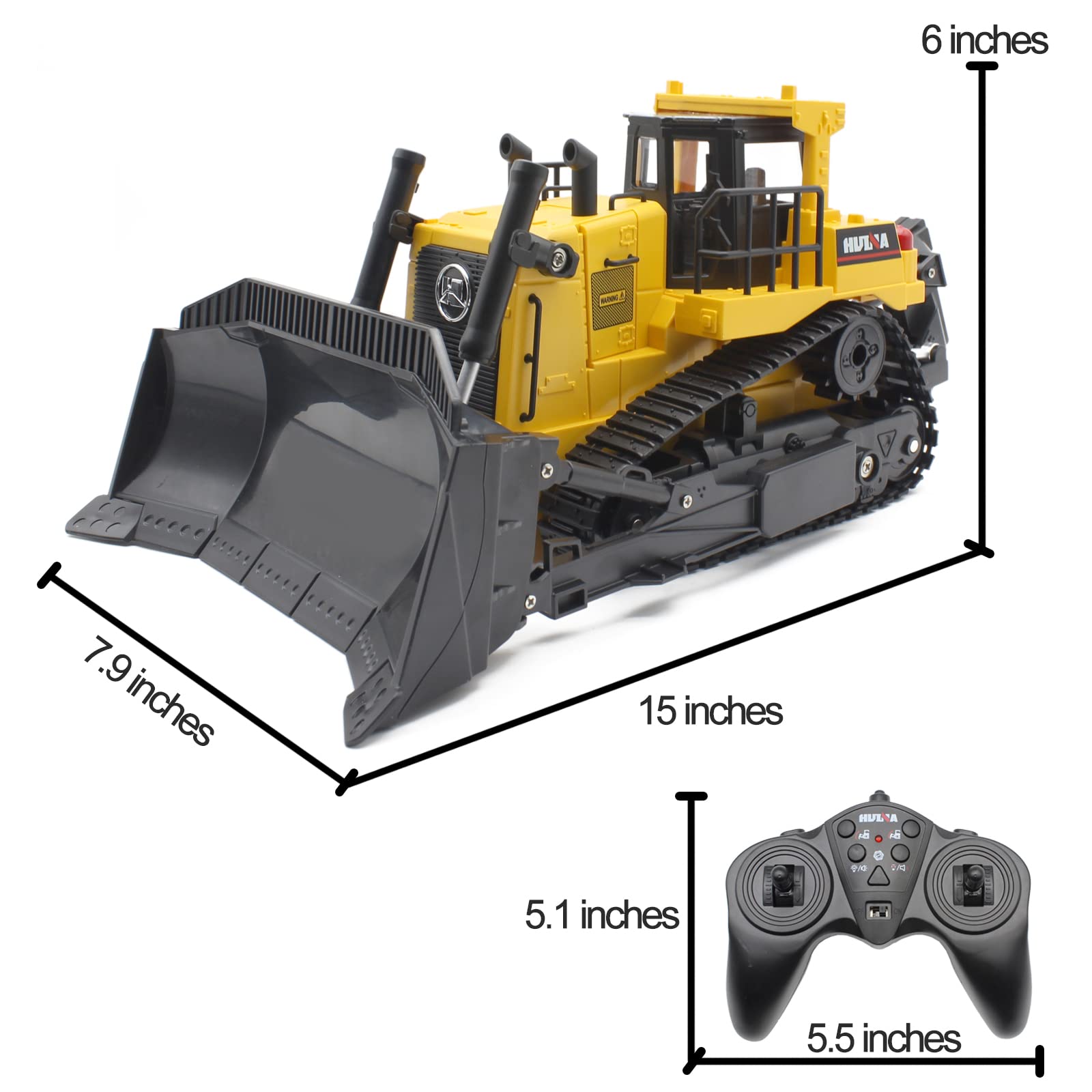 Mostop RC Bulldozer Toy 1/16 Scale 9 Channel RC Front Loader Tractor for Kids Adults, Full Functional 2.4Ghz Remote Control Bulldozer RC Construction Vehicles Truck Toys Gift with Light and Sound