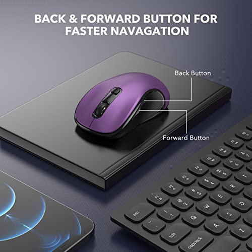 Deeliva Wireless Mouse, Computer Mouse Wireless 2.4G USB Cordless Mouse with 3 Adjustable DPI, 6 Buttons, Ergonomic Portable Silent Mice for Laptop PC Computer Chromebook (Purple)