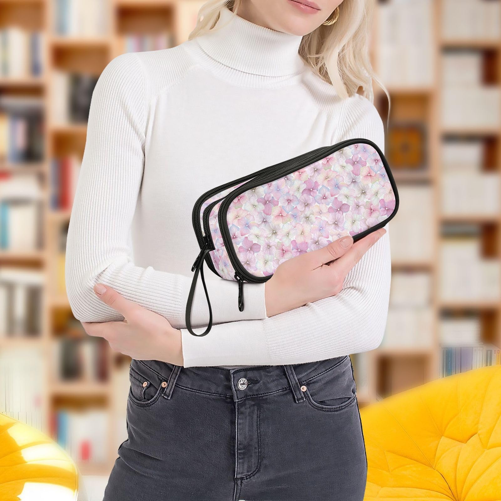 Sletend Cow Print Pencil Case Big Capacity Handheld 3 Compartments Pencil Pouch Portable Large Storage Canvas Pencil Bag for Boys Girls Adults Students