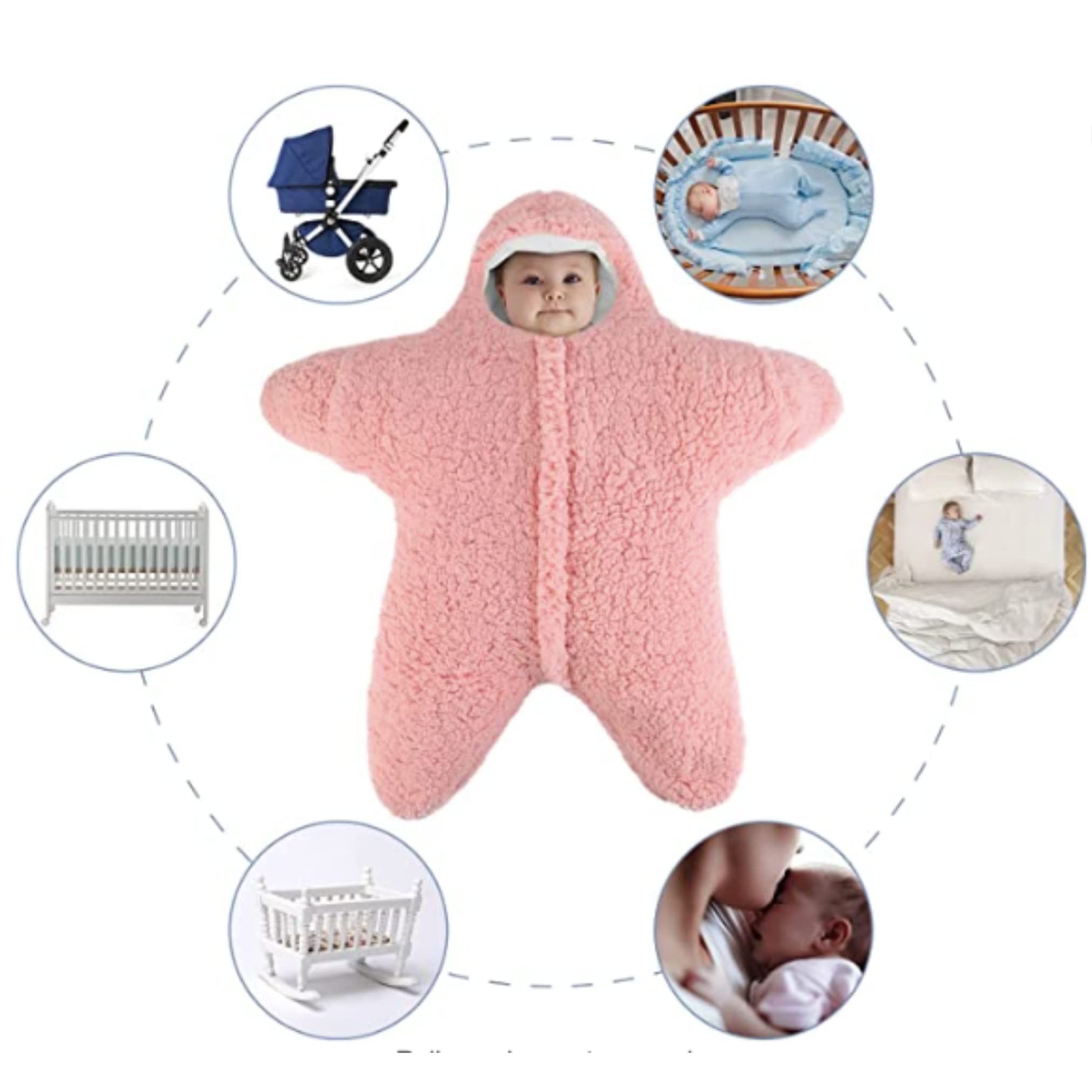 Babystar Baby Starfish Sleeping Stroller Blanket, Newborn Infant Cashmere Cotton Baby Footie/Swaddle Blanket (Pink)