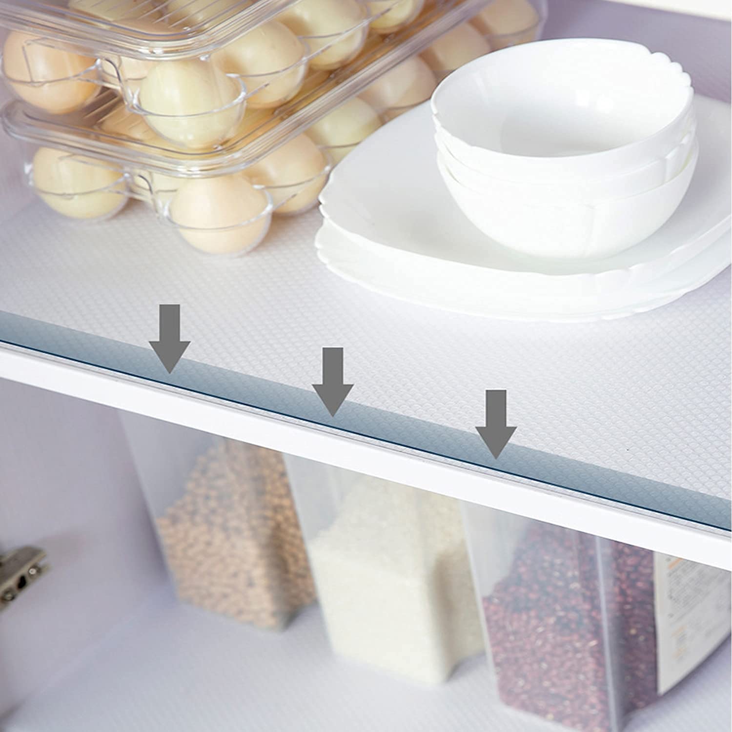 Bikoplmn Shelf Liners for Kitchen Cabinets and Drawers, Non Adhesive Anti Slip Fridge Mats, Food Grade Refrigerator Liner,4 Packs