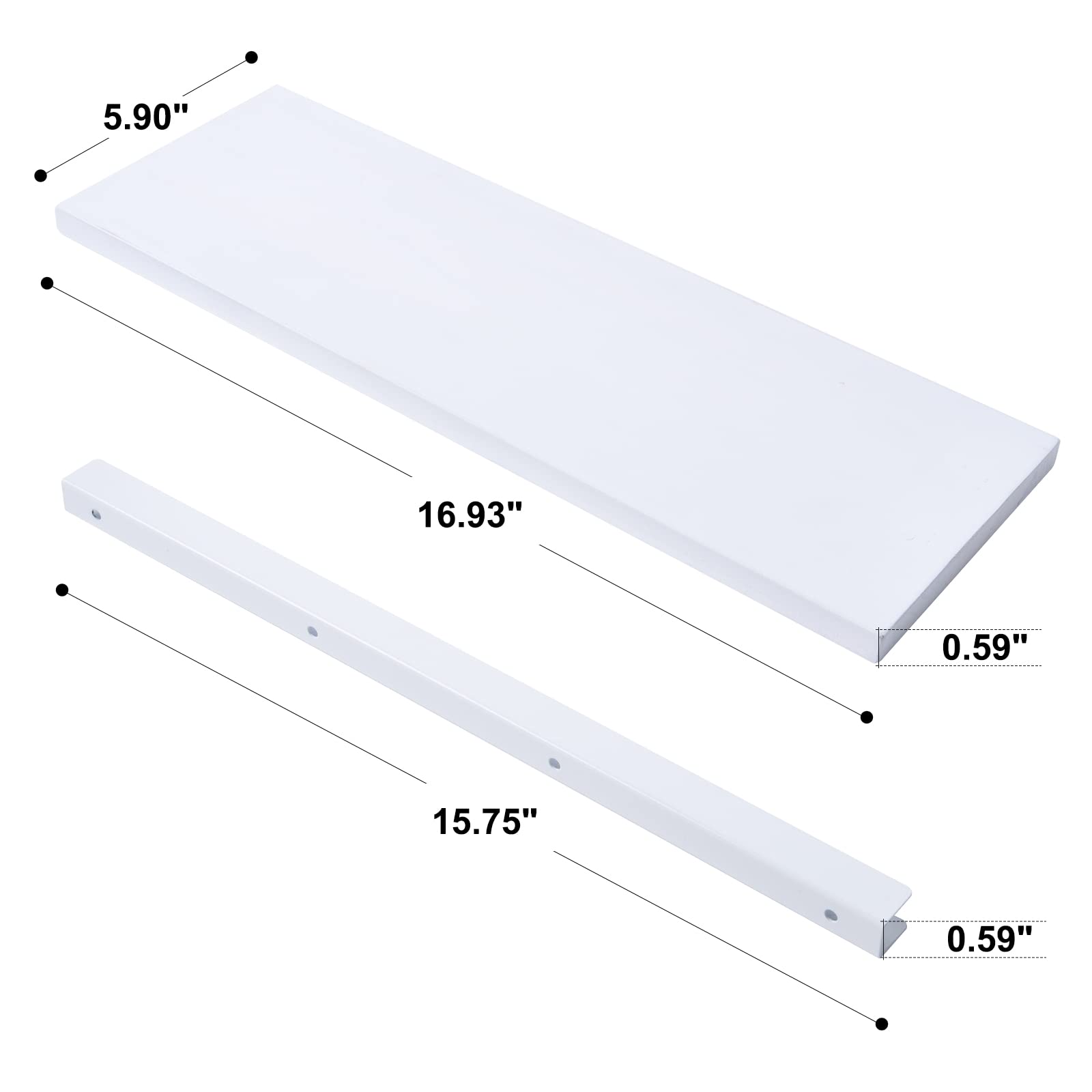 CHANGE MOORE Floating Shelves for Wall Set of 3 Easily Wall Mounted Wood Storage Shelves Hanging Shelf for Bedroom, Bathroom, Living Room, Kitchen, Office White