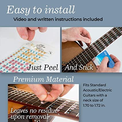 Fantastic Finger Guide for Acoustic and Electric Guitars | Guitar Accessories | Fretboard and Fingerboard Stickers | Guitar Learning Tools | Guitar Stickers | Learn to Play Guitar | Frets 1-24