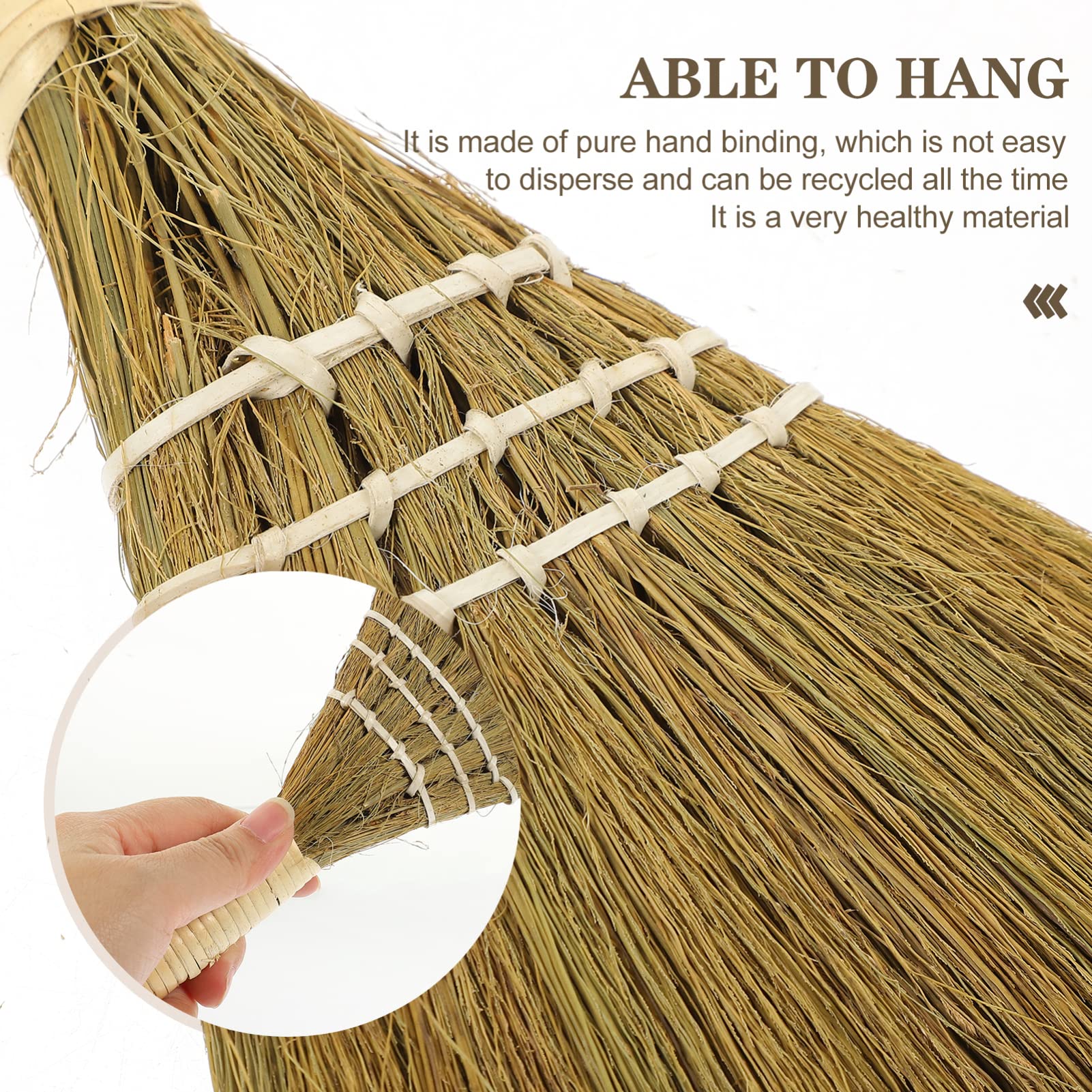 BESTonZON Manual Broom Vintage Broom 2Pcs Desktop Broom Retro Asian Straw Broom Natural Flower Grass Broom Manual Whisk Broom for Home Kitchen Sweeping Broom Short Handle Broom