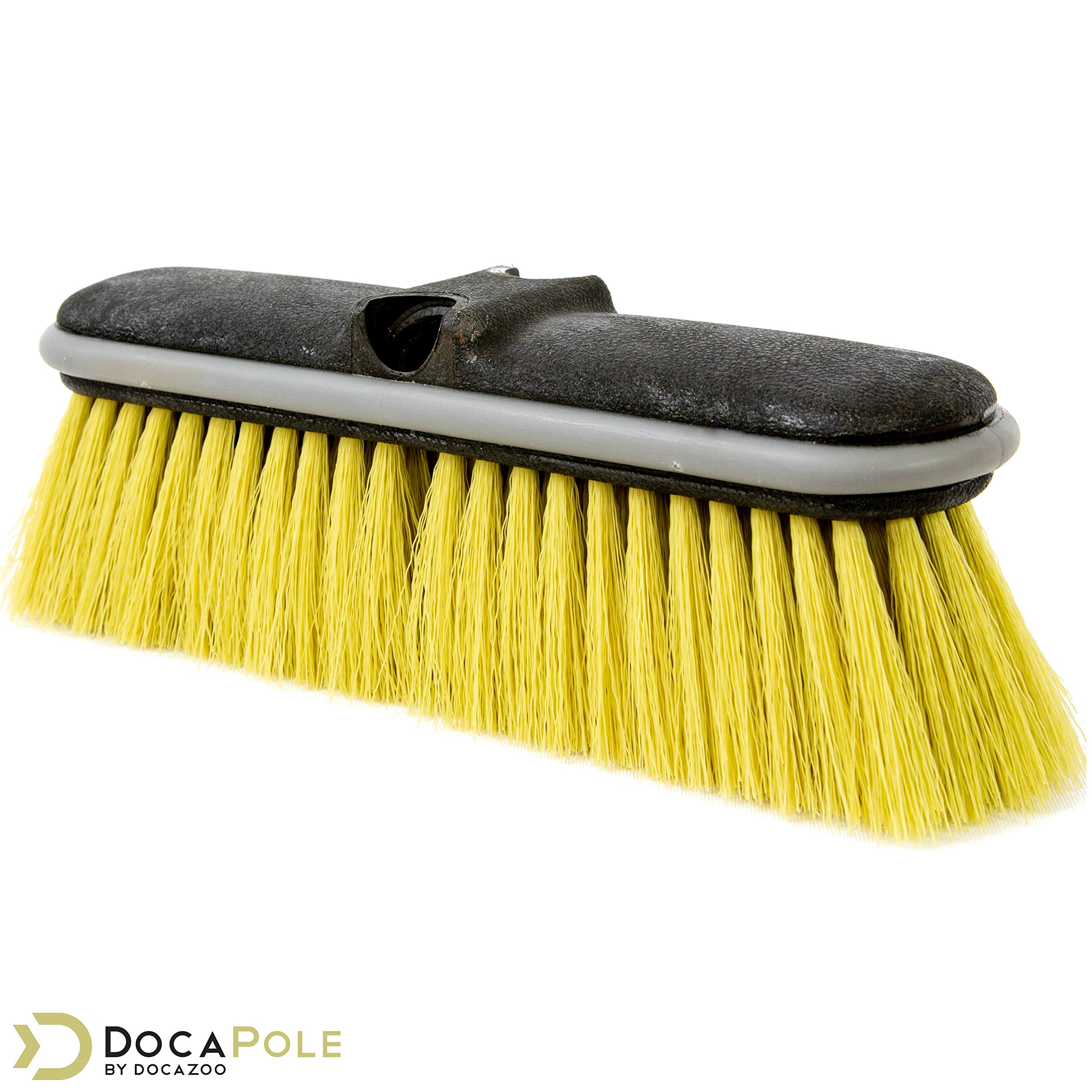 DOCA Floor Scrub Brush with Long Handle - 5-12 Ft Extension Pole (18+ Ft Reach) - Outdoor Broom - Car Wash Brush with Long Handle Also for House Siding, Deck, Patio & More