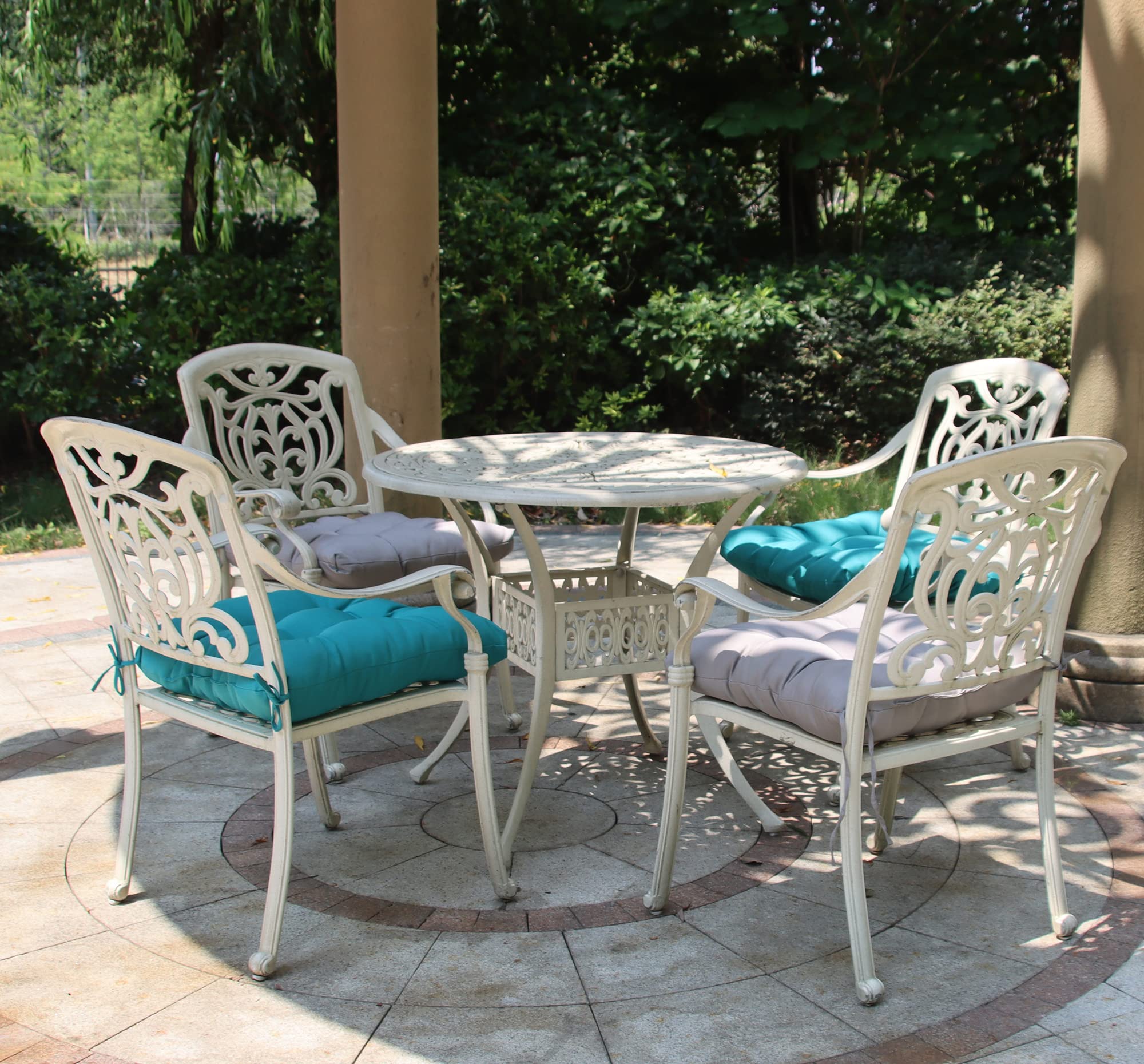 Leeymoo Square Outdoor/Indoor Seat Cushion 20x20, 2 Pack Tufted Patio Furniture Chair Pads with Thick Form Filled