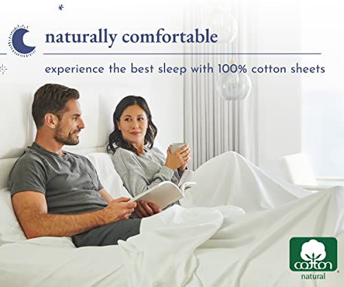 California Design Den Soft 100% Cotton Sheets Twin-XL Bed Sheet Set with Deep Pockets, 3 Pc Extra Long Twin Cooling Sheets with Sateen Weave (White)
