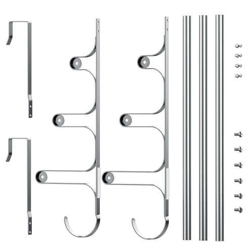 CANYAVE Over The Door Towel Rack, Over Door Towel Rack for Bathroom Door, Triple Towel Storage Holder with Hooks (Silver Gray, 17.32" L)