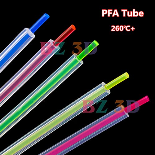 BZ 3D 3M PFA Teflon Bowden Tube 260 Celsius High Temperature Transparent PTFE tubing 2 X 4mm for 1.75mm Filament for Ender 3 CR-10 MK3 MK3S Mega 3D Printer ect.(PFA)