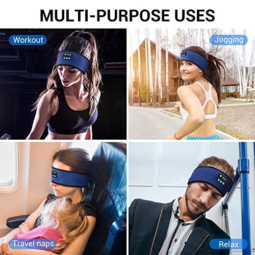 Bluetooth Headband,Headband Headphones Wireless Sleep Headphones with White Noise Mode and Ultra-Thin Speakers for Unisex Sleeping Running Workout Jogging Yoga Insomnia Air Travel (Blue)