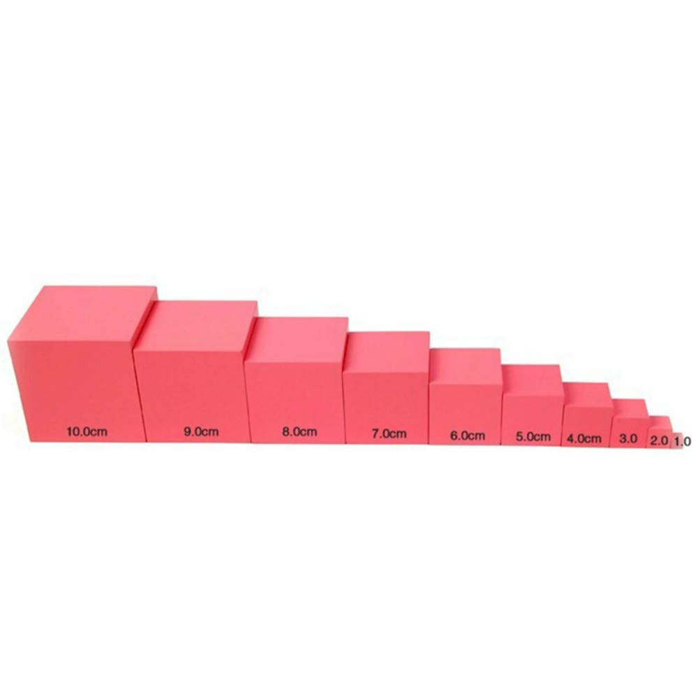 DANNI Preschool Children Math Teaching Aids Montessori Professional Pink Tower Without Stand 1 cm to 10 cm Early Childhood Education Toy