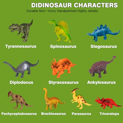 Dinosaur Toys Playset with Activity Play Mat for Kids,Realistic Dinosaur Figures, Trees,Creating a Dino World Including, Birthday Gift for Boys and Girls Ages 3 4 5 6 Years Old