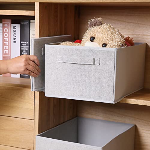 BOMKEE Collapsible Sorage Bins, Storage Cubes Baskets Collapsible Fabric Storage Boxes with Handles for Home and Office (Set of 4, 15.4 x 11.4 x 7.91inch)