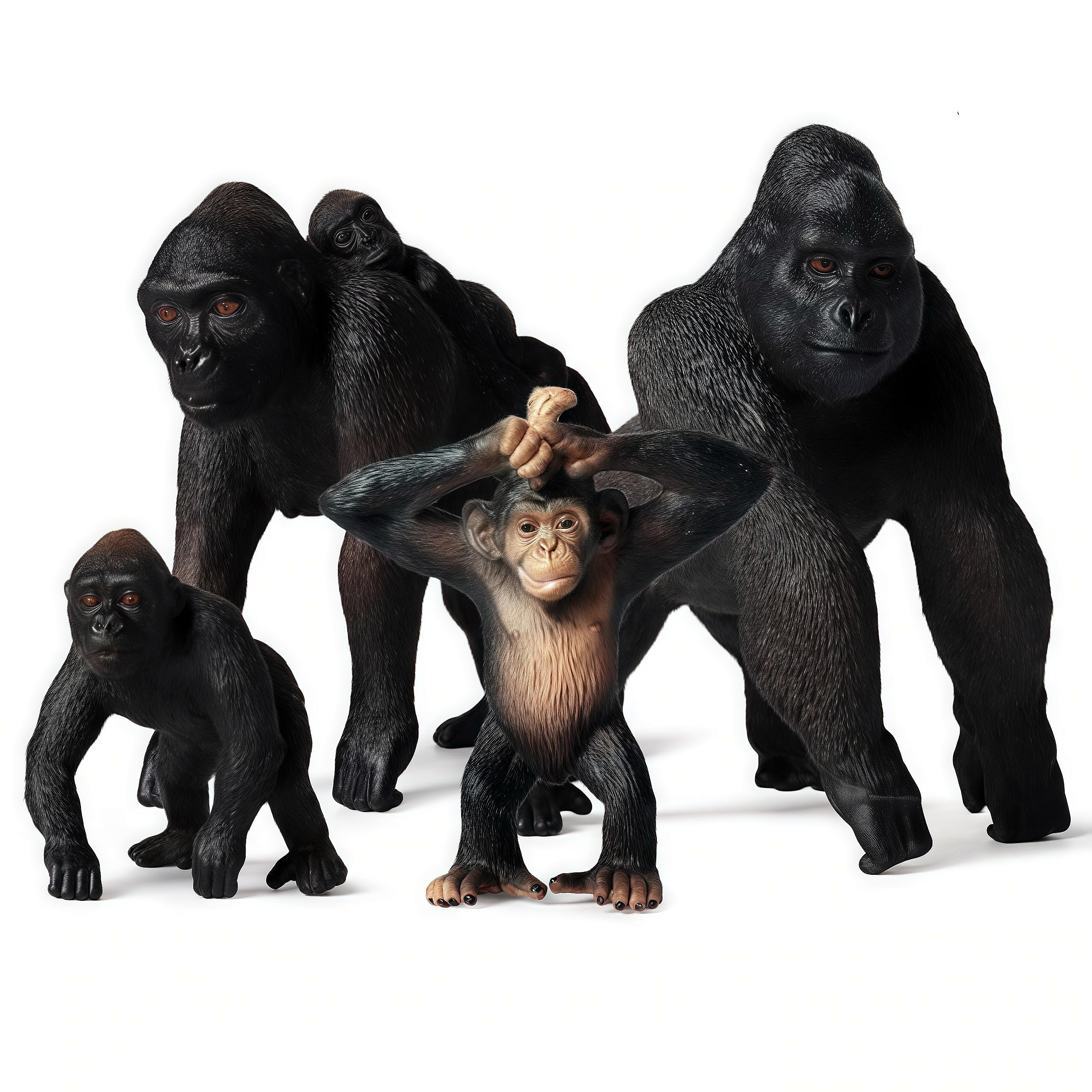 Gemini&Genius King Kong Toys, Safari Animal Toys Gorilla Family Figurines, Wildlife World Action Figure, Backyards Garden Flowerpot Room Decoration, Cup Cake Toppers for Ages 3 Years Old & Up Kids