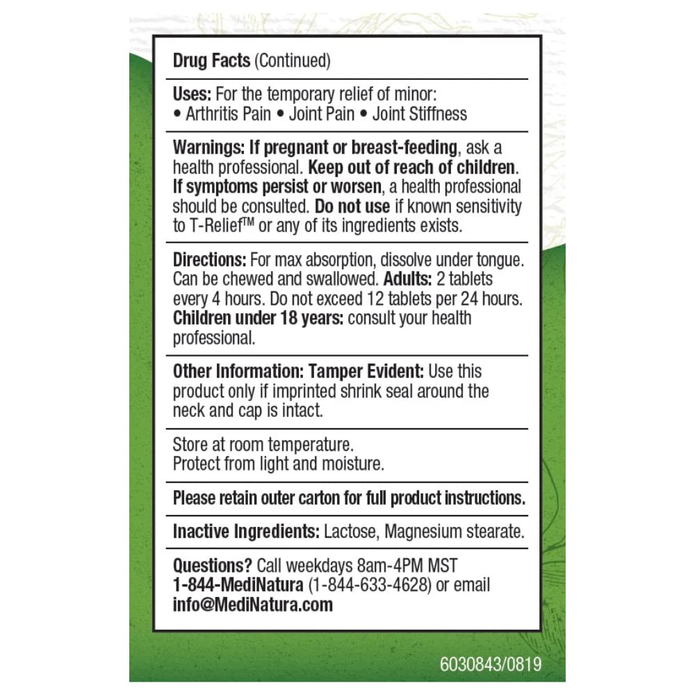 T-Relief Arthritis Arnica +12 Pain Relieving Natural Medicines Help Reduce Soreness Stiffness Aches & Pains in Joints Naturally - 100 Tablets (2 Pack)