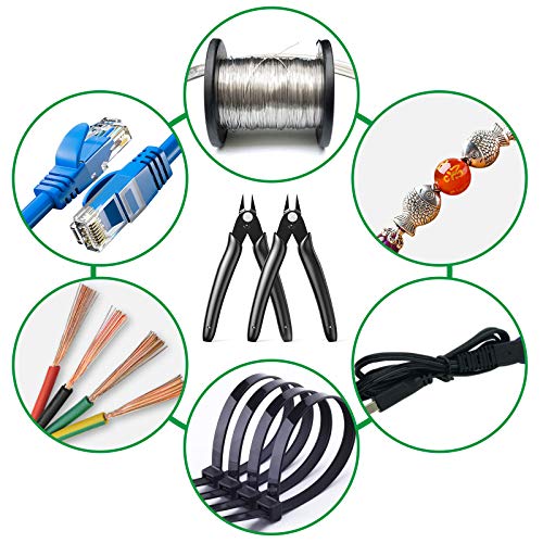 BOENFU Zip Tie Cutters Jewelry Cutting Pliers Flush Cutters Miniature Clippers Hobby Side Snips for Plastic Models, Jewelry Making, Electronics, Black, 5-in, 2-PCS