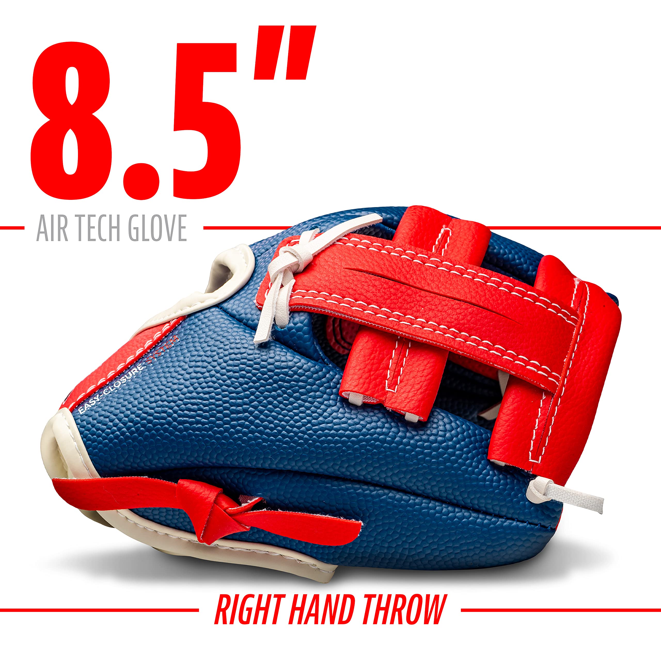 Franklin Sports Kids Baseball Glove - Air Tech Youth Tball Glove - Toddler + Youth Teeball, Baseball + Softball Mitt - Right Hand Throw - Navy/Red - 8.5"