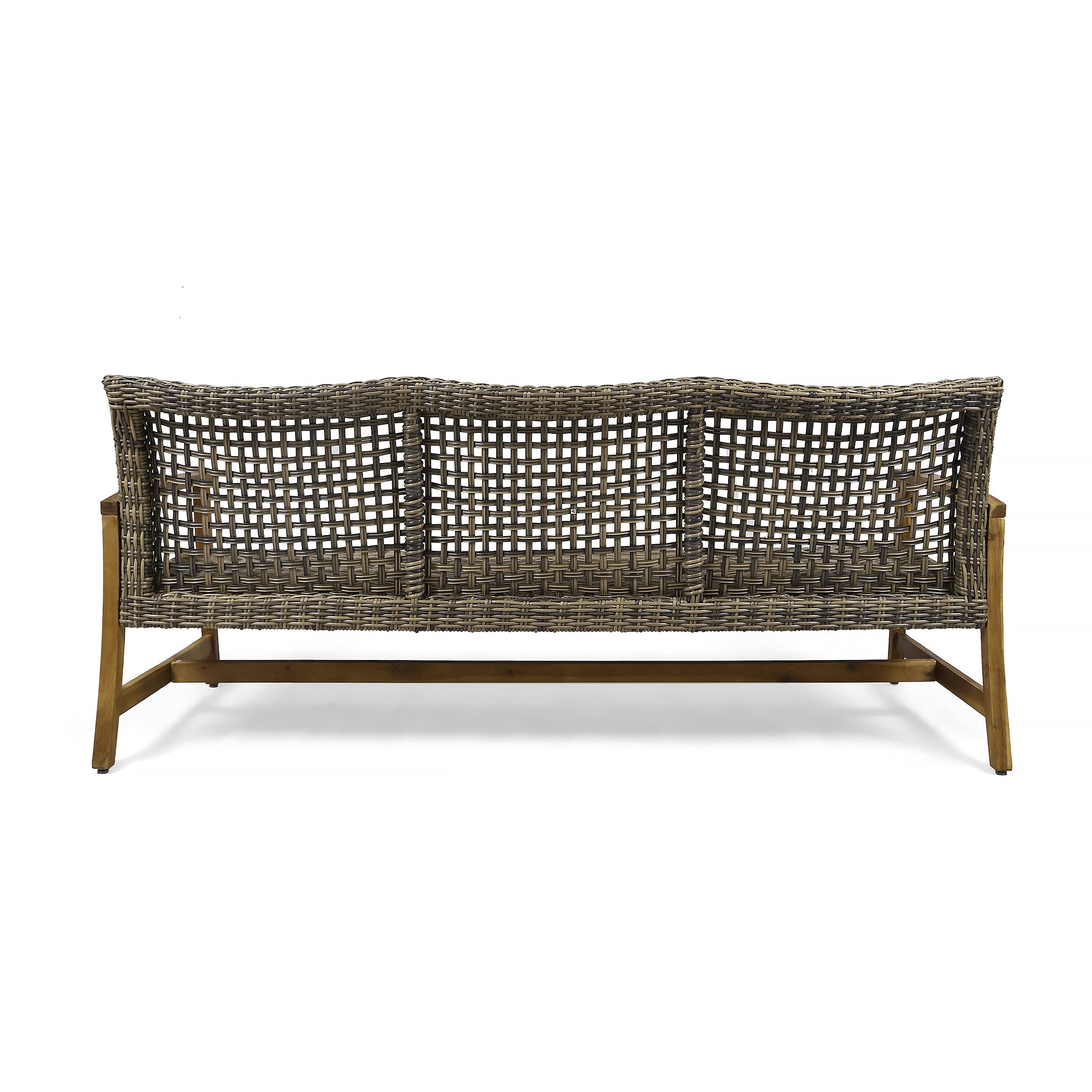 Christopher Knight Home Marcia Outdoor Wood Sofa, Wicker, 75.50 x 31.00 x 31.50, Gray, Natural Stained Finish