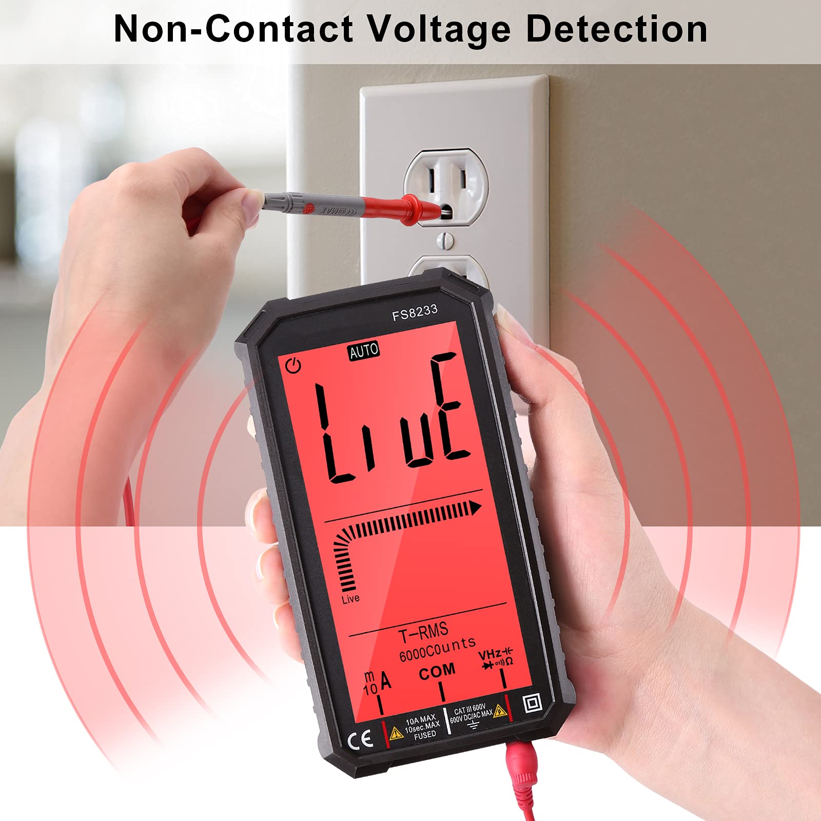 BlumWay 4.7 Inch LCD Digital Multimeter TRMS 6000 Counts Voltmeter Auto-Ranging Fast Measures Voltage Current Amp Resistance Diodes Continuity Duty-Cycle Capacitance Temperature for Automotive