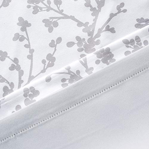 DriftAway Sarah Floral Tree Branch Pattern Blackout Thermal Insulated Window Curtain Grommet 2 Layers 2 Panels 52 Inch by 84 Inch Gray