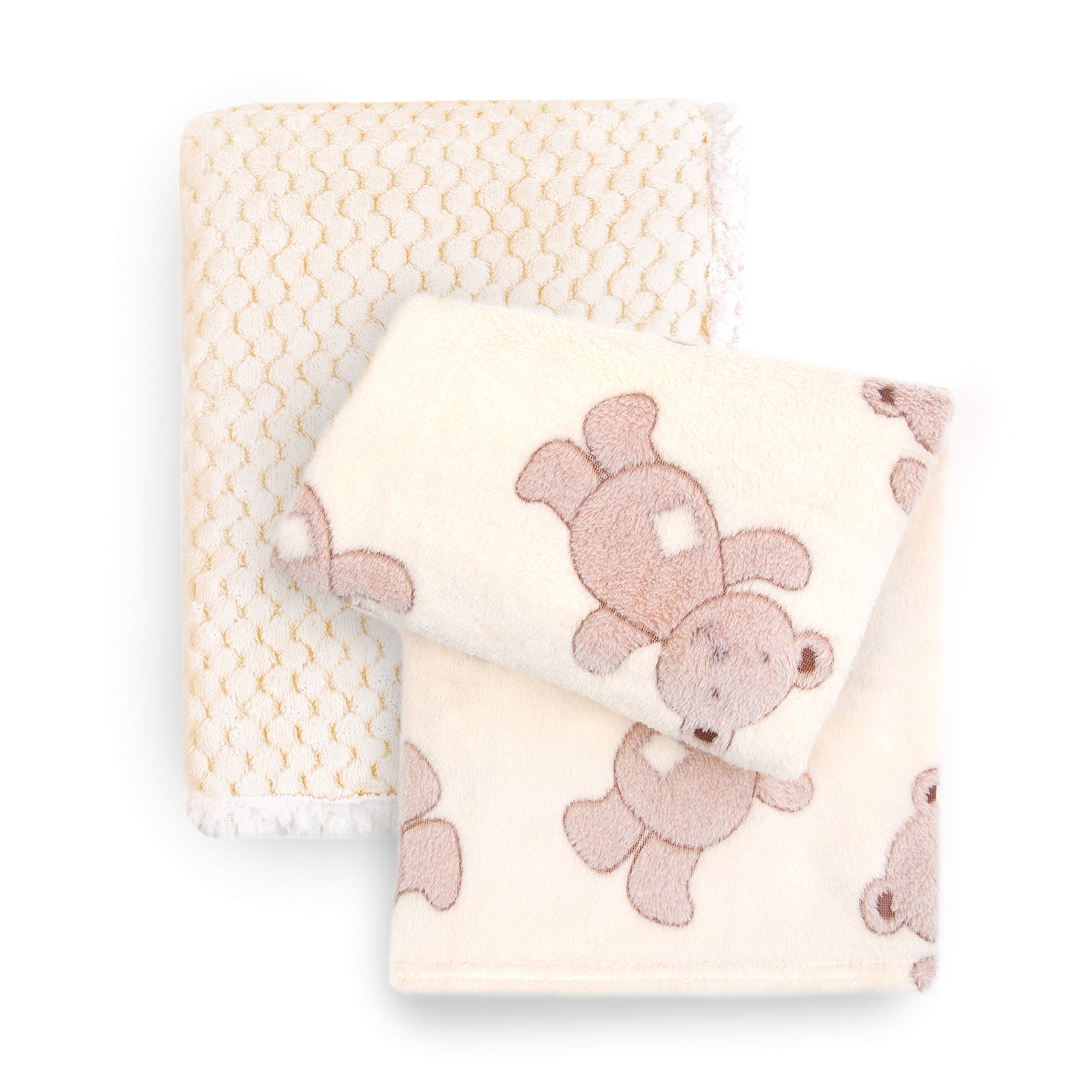 Tadpoles Popcorn Plush Sherpa Baby Blanket - Cream | 30" x 40" | Made of 100% Polyester | Soft, Breathable & Durable | Ideal as a Baby Swaddle Blanket, Crib Blanket, Receiving Blanket & More