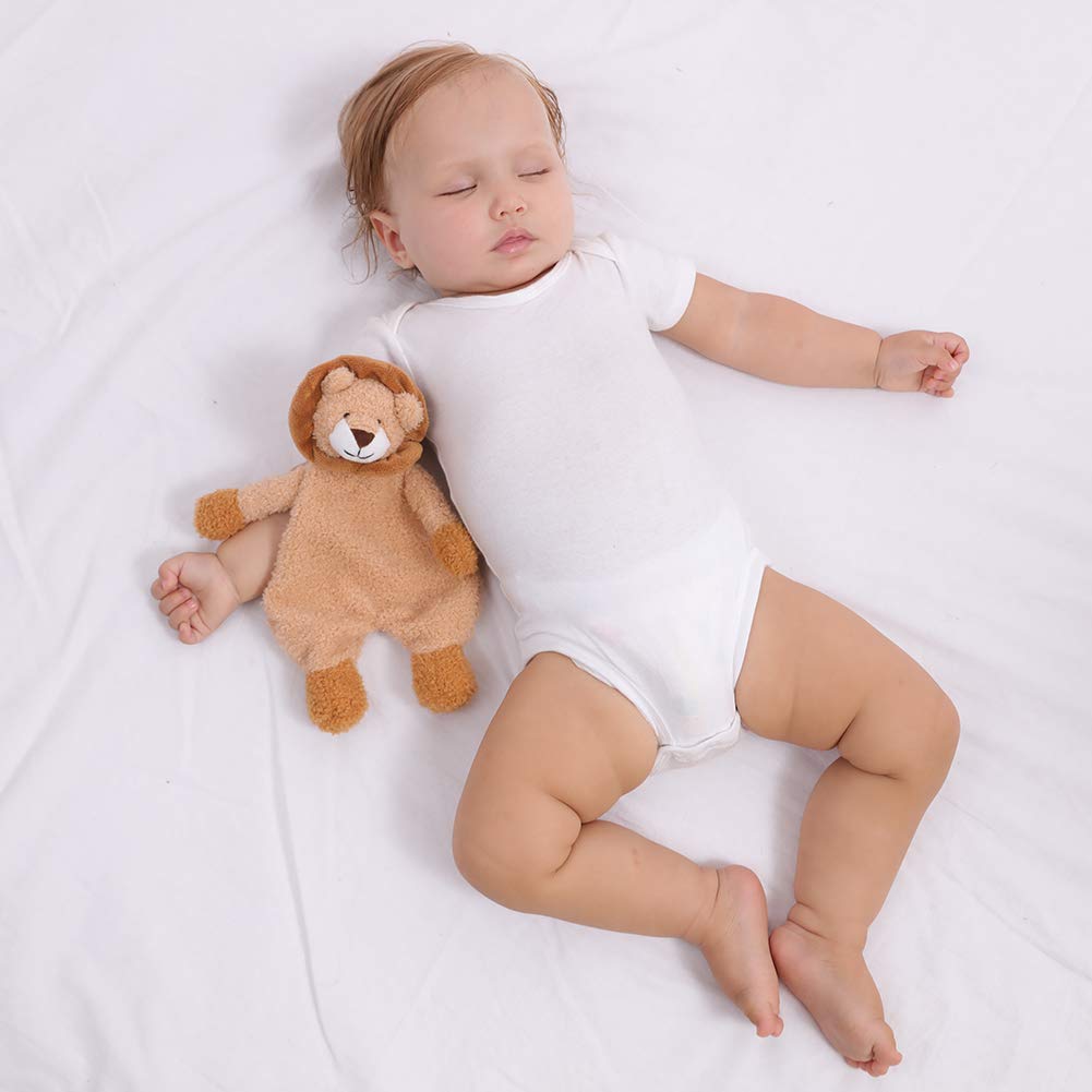 Apricot Lamb Stuffed Animals Security Blanket Yellow Lion Infant Nursery Character Blanket Luxury Snuggler Plush(Yellow Lion, 10 Inches)