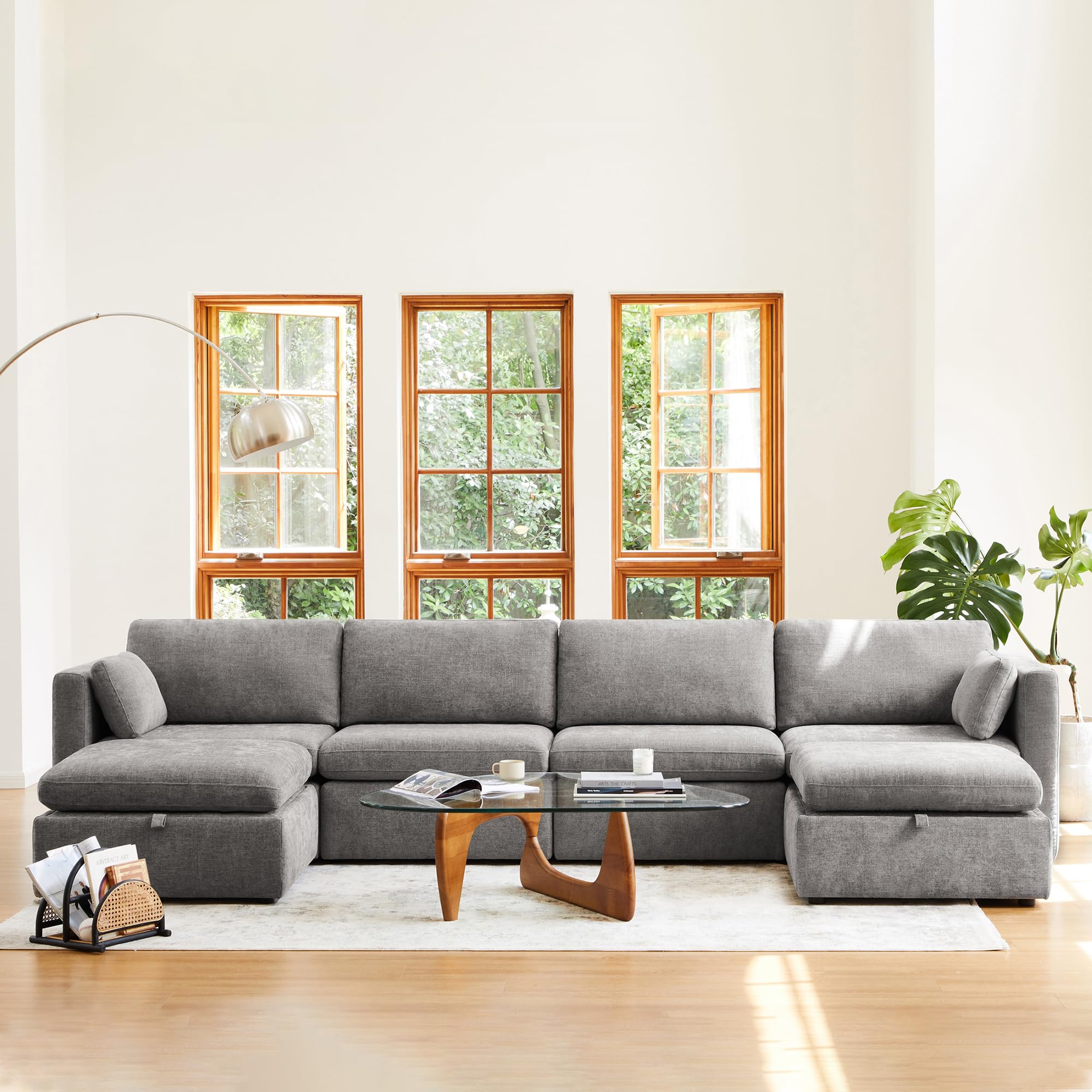 CHITA Sectional Modular Sofa Fabric Swatch, Linen, Grey, Blue, Terracotta, Moss Green Included