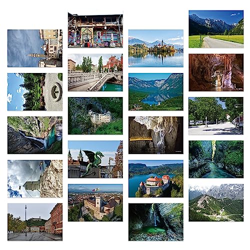 Dear Mapper Slovenia Vintage Landscape Postcards Pack 20pc/Set Postcards from Around the World Greeting Cards for Business World Travel Postcard for Mailing Decor Gift