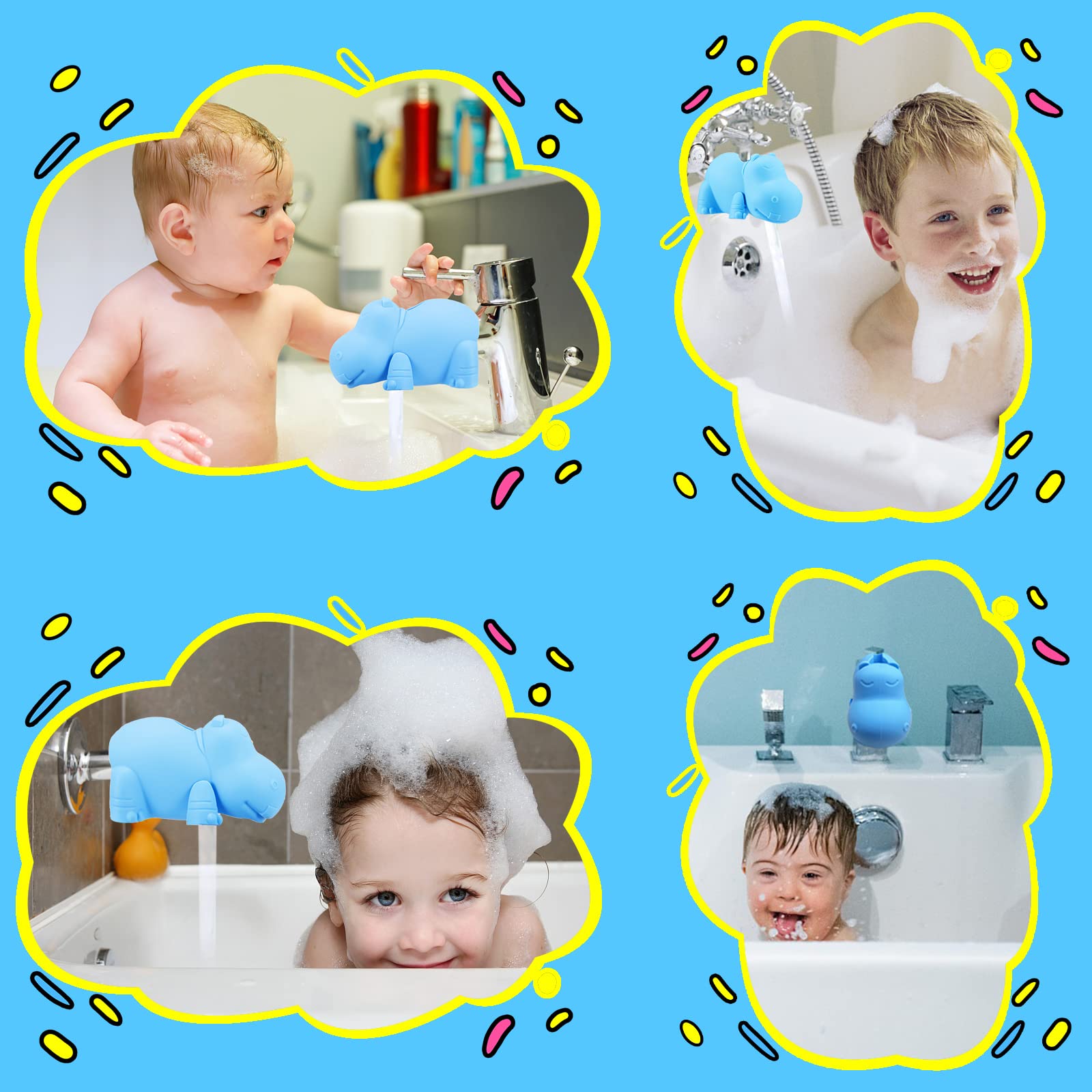 Baby Shower Cap Shield, Waterproof Safety Soft Silicone Kids Bathing Shampoo Hat, Adjustable Cute Crown Shape Shower Cap for 0-9 Years Old Children, Eye and Ear Protection (Yellow)