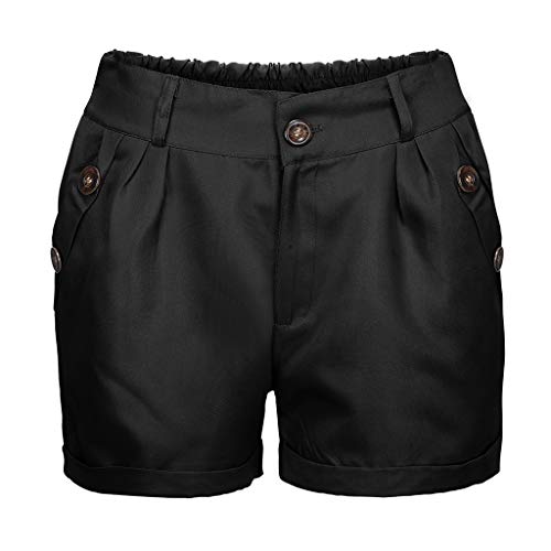 Fashion Loose Shorts, Thenlian Women's Solid England style Mid Waist Casual Summer Shorts Pants(XL, Black)