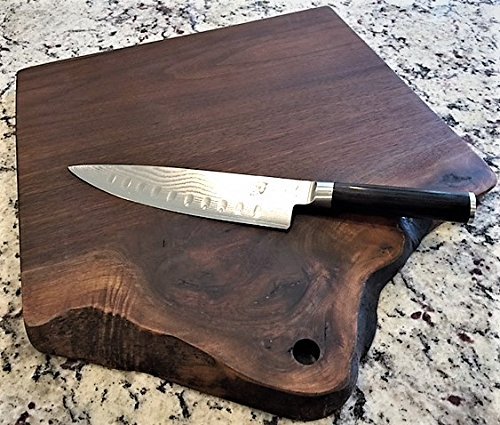 Black Walnut Ultra Large Gorgeous, Forest-to-Table Solid Double Live Edge Wood Charcuterie/Appetizer/Sushi/Dessert/Grazing Board/Serving Platter 100% USA Handcrafted. About 21 x 22 x 1.25