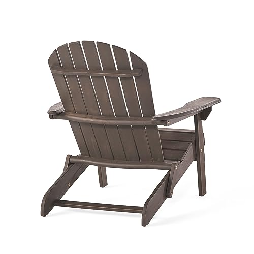 Christopher Knight Home Great Deal Furniture Milan Outdoor Rustic Acacia Wood Folding Adirondack Chair, Gray