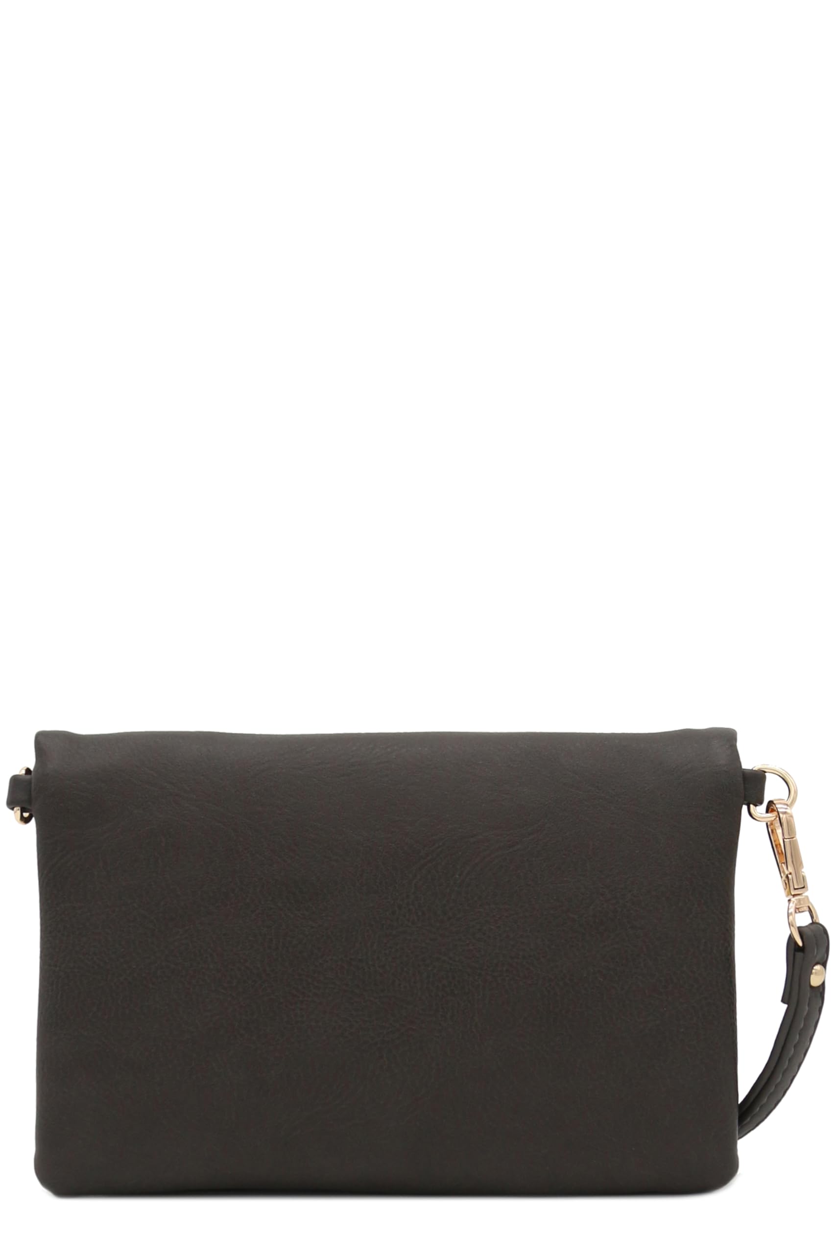 FashionPuzzle Envelope Wristlet Clutch Crossbody Bag with Chain Strap (Charcoal Grey) One Size