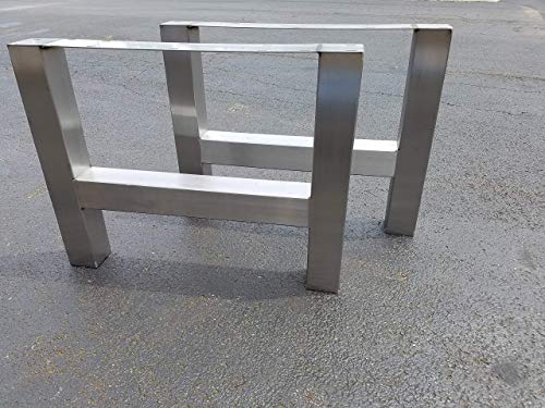 Brushed Stainless Table Legs, H-Frame Style - Any Size