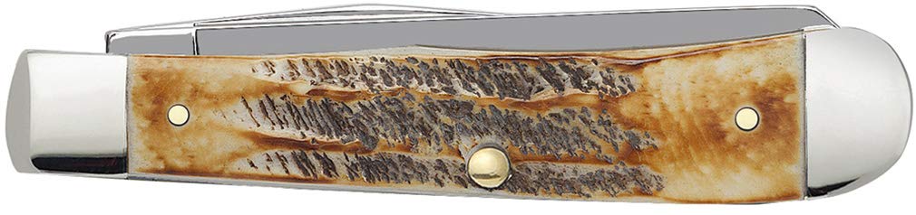 Case WR XX Pocket Knife Burnt 6.5 Bonestag Trapper Item #3573 - (6.5254 SS) - Length Closed: 4 1/8 Inches