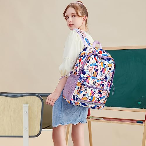 CAMTOP Elementary Backpack for Kids Girls Backpack Middle School Bookbags Causal Daypack Travel (Graffiti Backpack)
